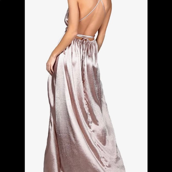 SHEIN | Dresses | Shein Rose Gold Blush Metallic Wrap Maxi Dress | Poshmark